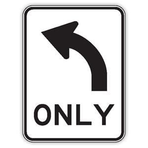 LEFT ONLY SIGN Aluminium 450 x 600 Class 1