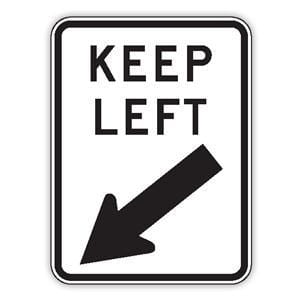 KEEP LEFT SIGN Aluminium 450 x 600 Class 1