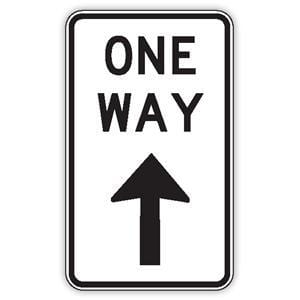 ONE WAY SIGN UP ARROW Aluminium 450 x 750 Class 1