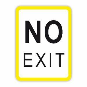 NO EXIT SIGN FLURO YELLOW BOARDER ALUMINIUM 450 x 600 Class 1