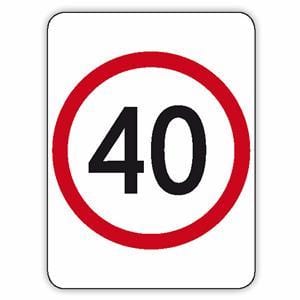 ROAD 40KM SPEED SIGN ALUMINIUM 450 x 600 Class 1