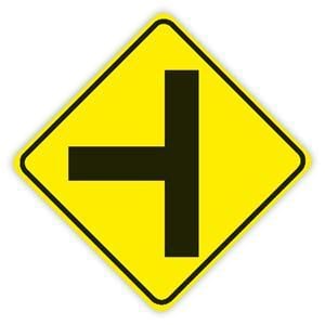 T INTERSECTION LEFT SIGN ALUMINIUM 600 x 600 Class 1
