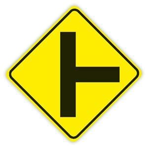 T INTERSECTION RIGHT SIGN ALUMINIUM 600 x 600 Class 1