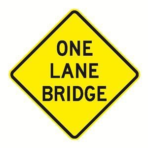 ONE LANE BRIDGE SIGN ALUMINIUM 600 x 600 Class 1