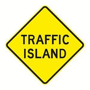 TRAFFIC ISLAND SIGN ALUMINIUM 600 x 600 Class 1