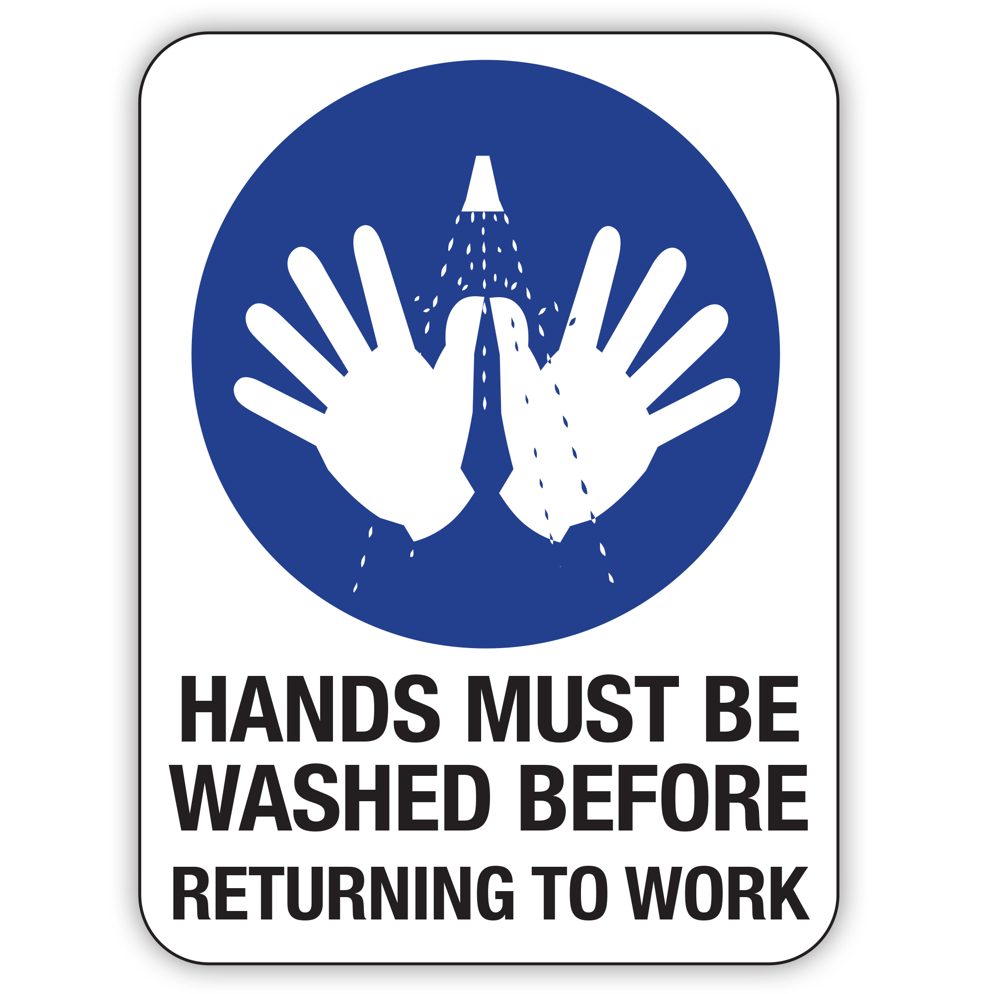 Hands Must Be Washed Before Returning To Work Signs